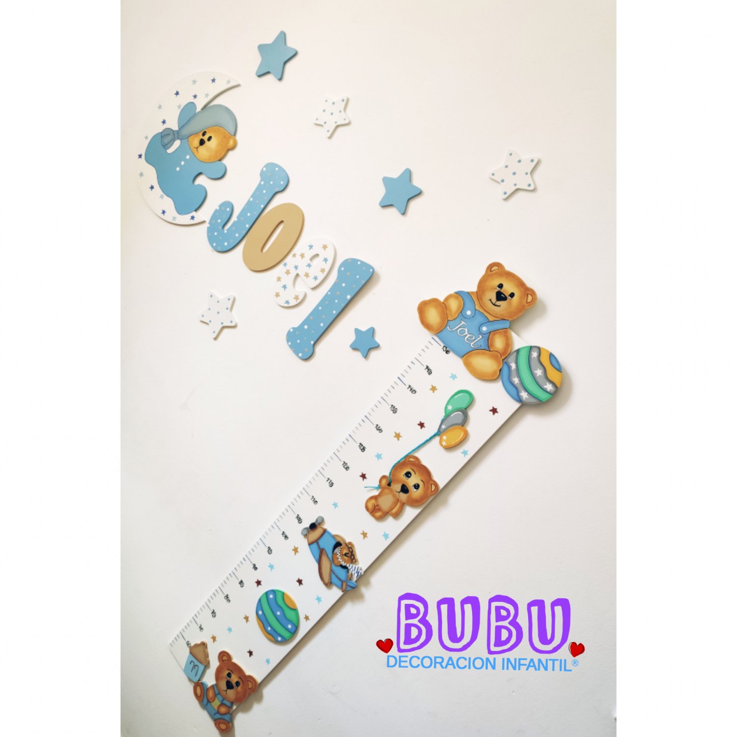 Personalised Teddy Bear Wooden Height Chart | BUBU Kids Deco
