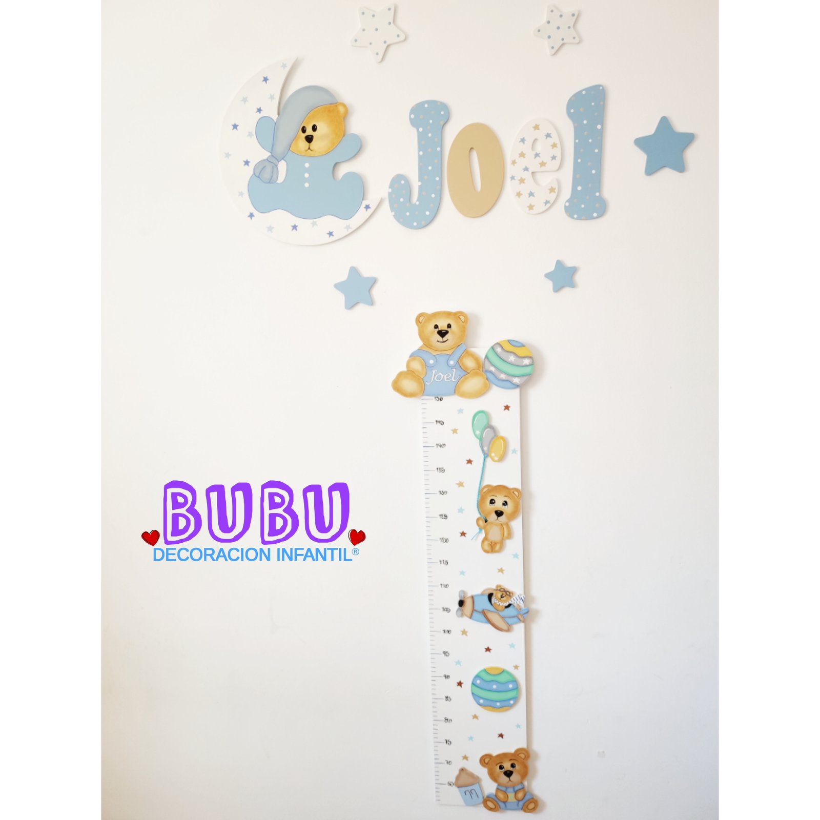 Personalised Teddy Bear Wooden Height Chart | BUBU Kids Deco